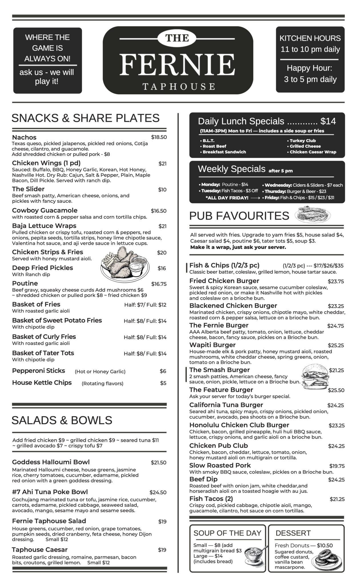 Menu - The Fernie Taphouse